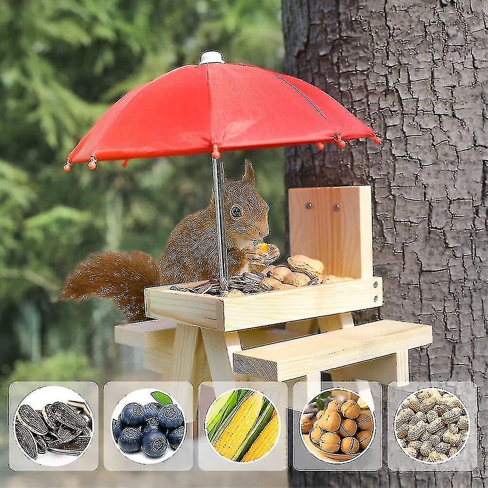 Squirrel Feeder Weatherproof Squirrel Picnic Table Wooden Squirrel ...