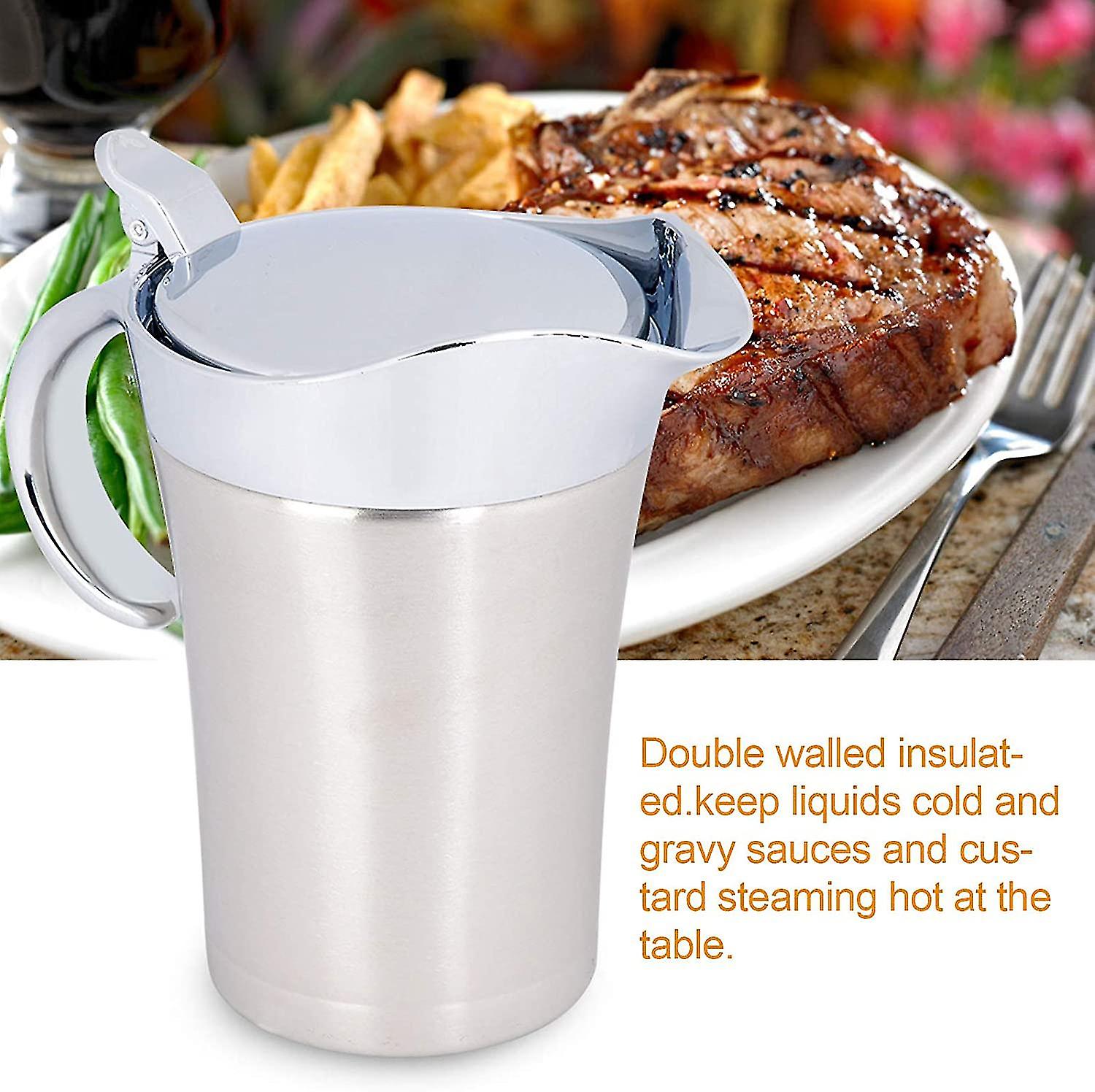 Rostfritt stål Såskanna, dubbelisolerad såskanna krukor Termisk såsbåt ...