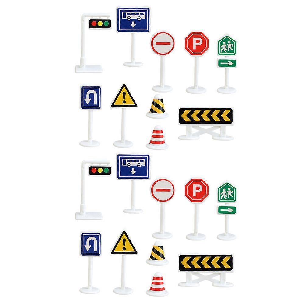 20Pcs Street Road Signs Playset Traffic Signs Playset Mini Toy Road ...