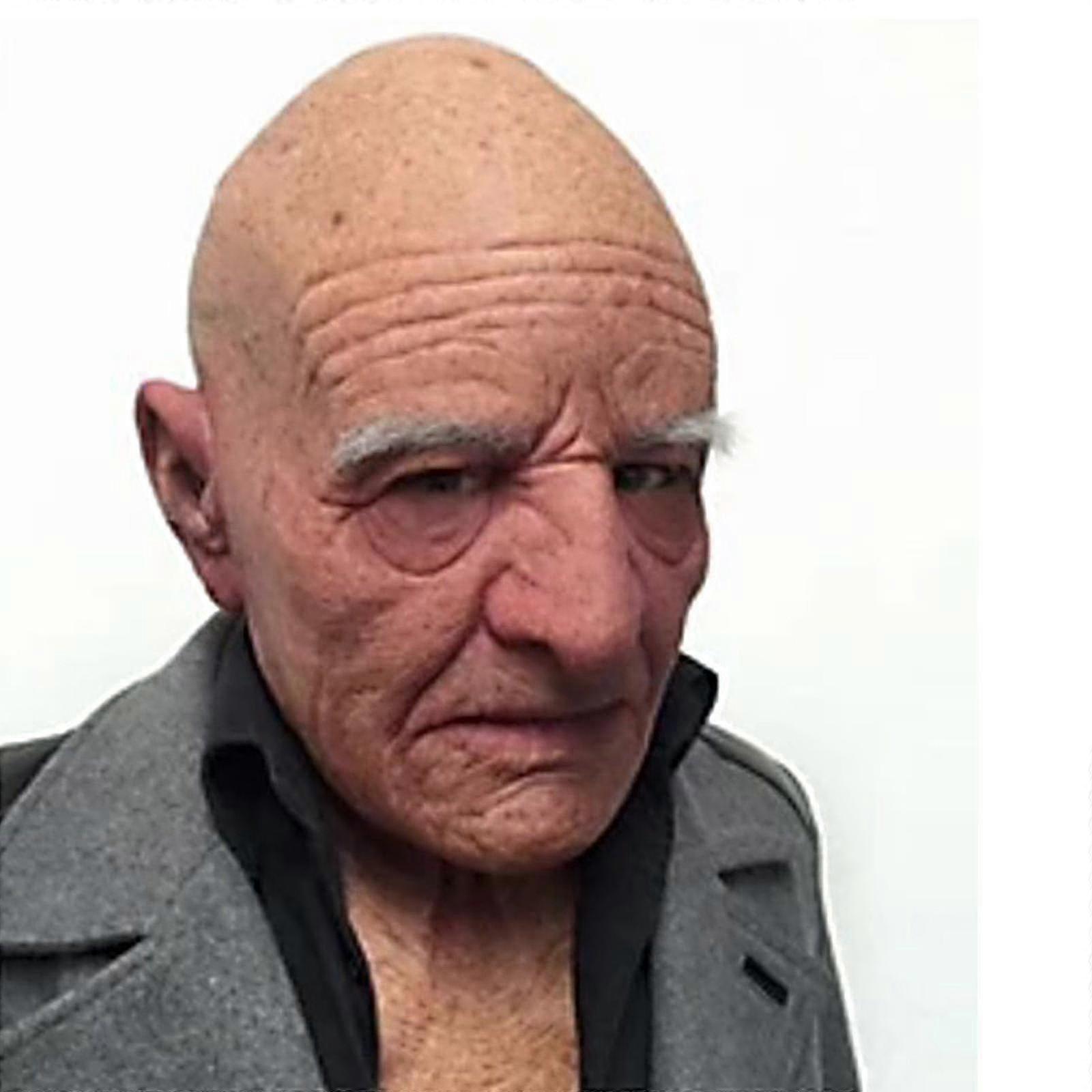 Bald Old Man Mask Halloween Bald White Eyebrow Old Man Mask Simulated ...