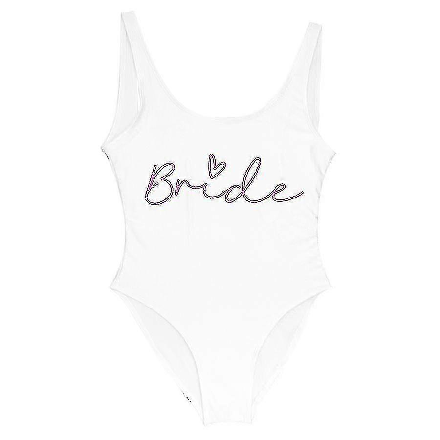 S3xl Gold Print Team Bride Onepiece Swimsuit Squad Women Swimwear ...