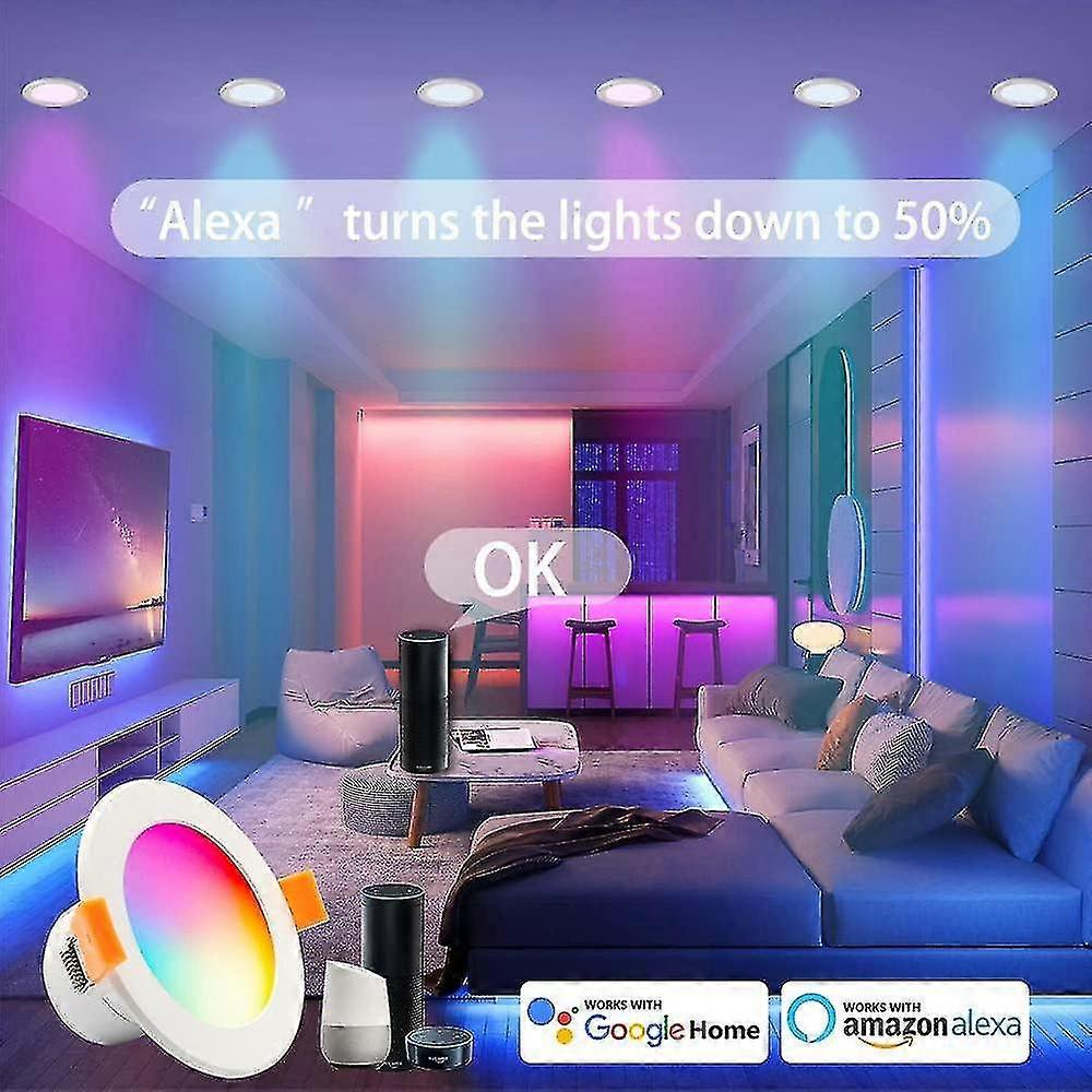 4 X Wifi Led Recessed Spotlight, 10w Rgb Dimmable Wifi Led Ceiling ...