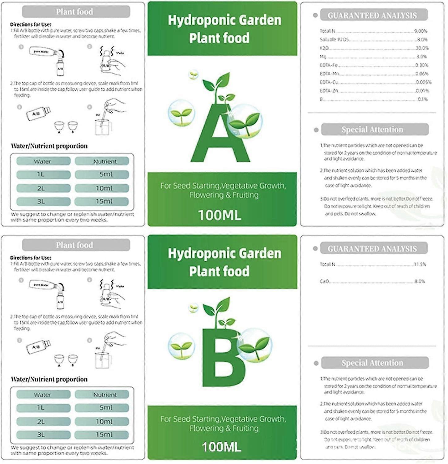 General Hydroponics Nutrients A and B for Plant Flower Vegetable Fruit Hydroponic Plant Grass ...