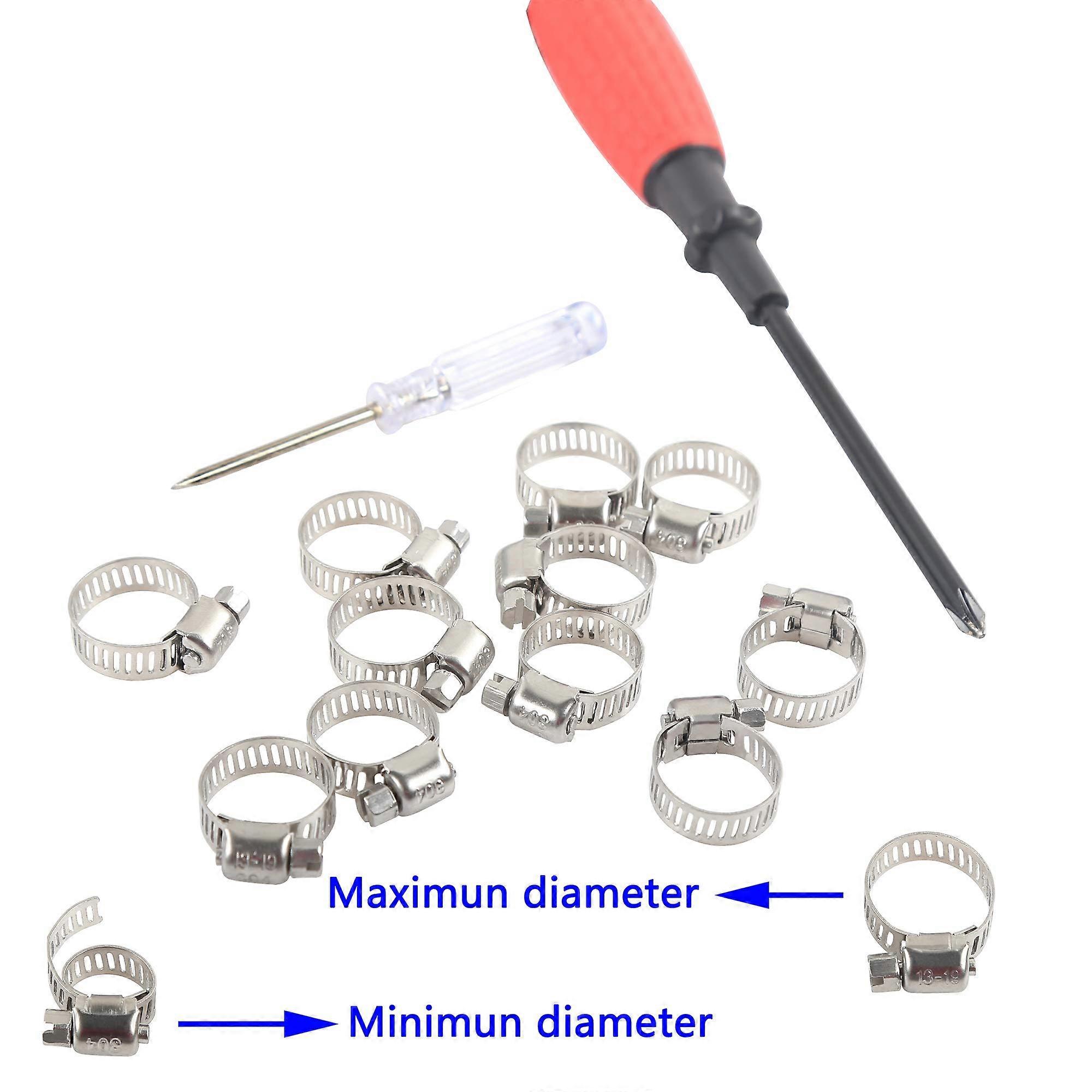 Hose Clamp Clamps 10-16mm Adjustable 304 Stainless Steel Hose Clips ...