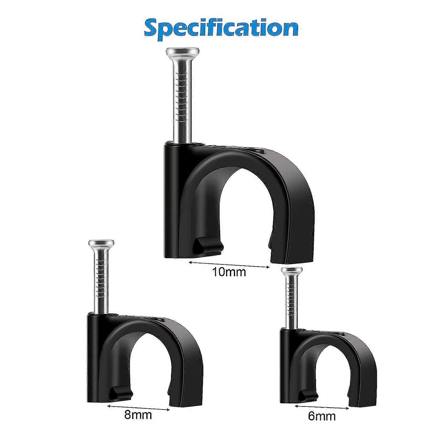 Black Cable Clips with 6mm Steel Nails - Wall Resistant - Black | Fruugo UK