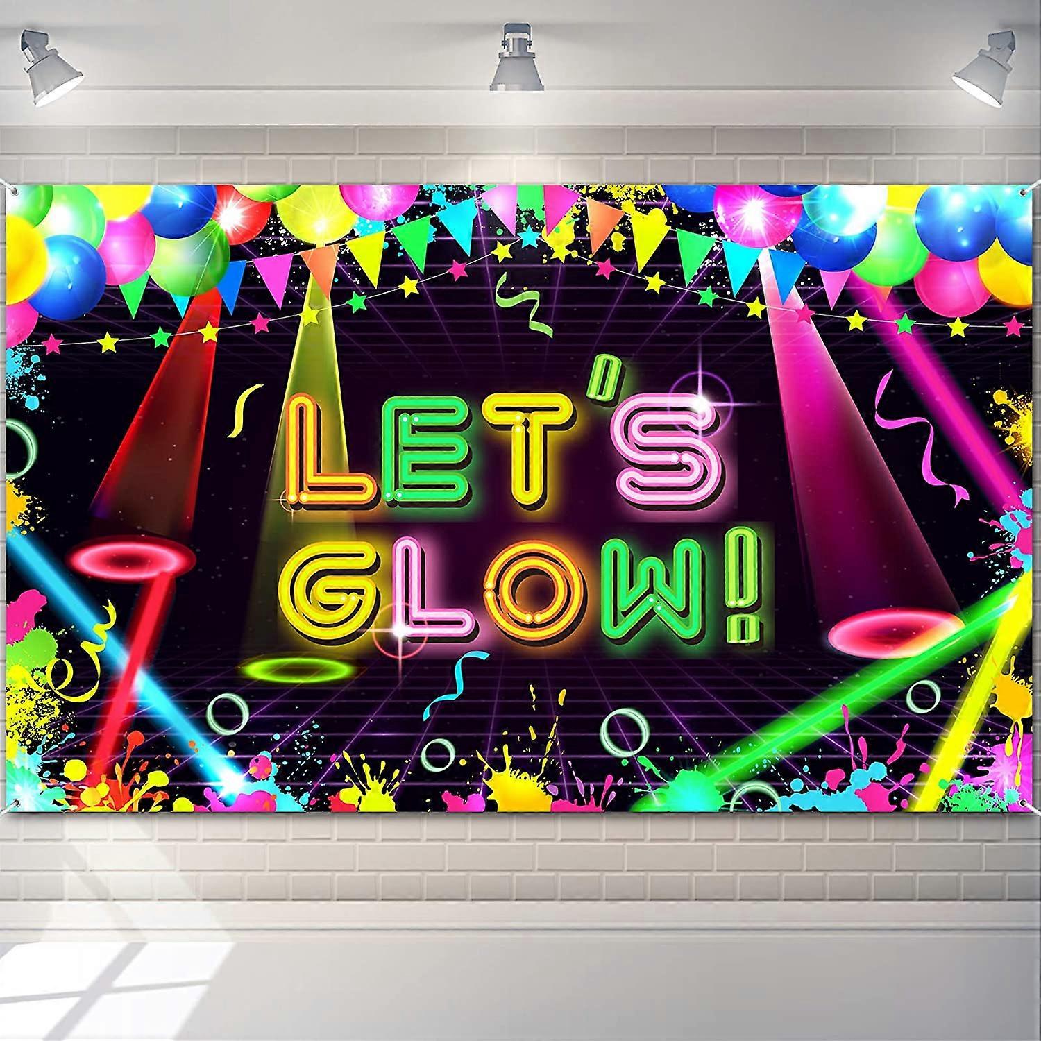 Neon Glow Party Backdrop Fabric Let Glow Background Glow Party Themed ...