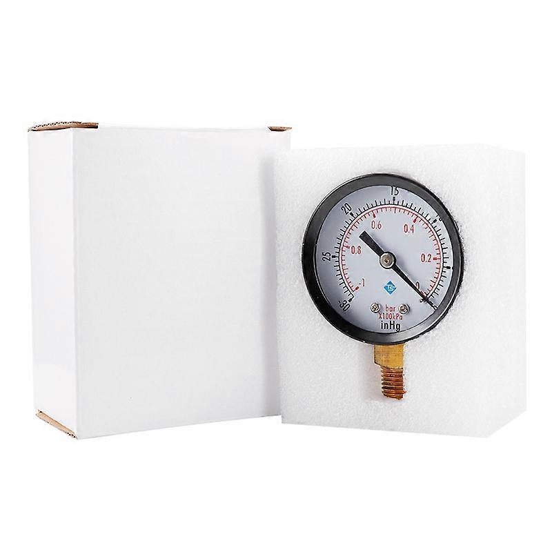 Pressure Gauge, 0-30 inHg/0-1 bar, Rust-free iron casing, 1/4" BSPT ...