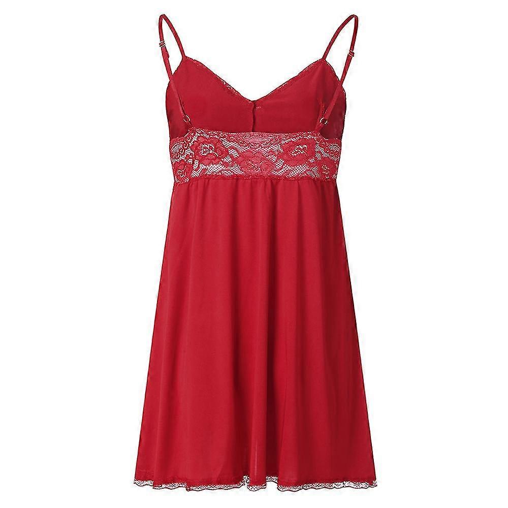 Women Sexy Babydoll Lace V-neck Backless Nightdress Underwear Sleepwear ...