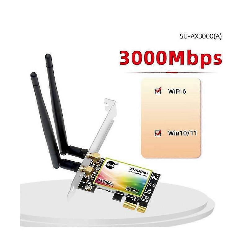 AX3000 Dual-Band 3000Mbps WiFi6 PCIe Wifi-adapter Trådlös 2.4G / 5G 802 ...