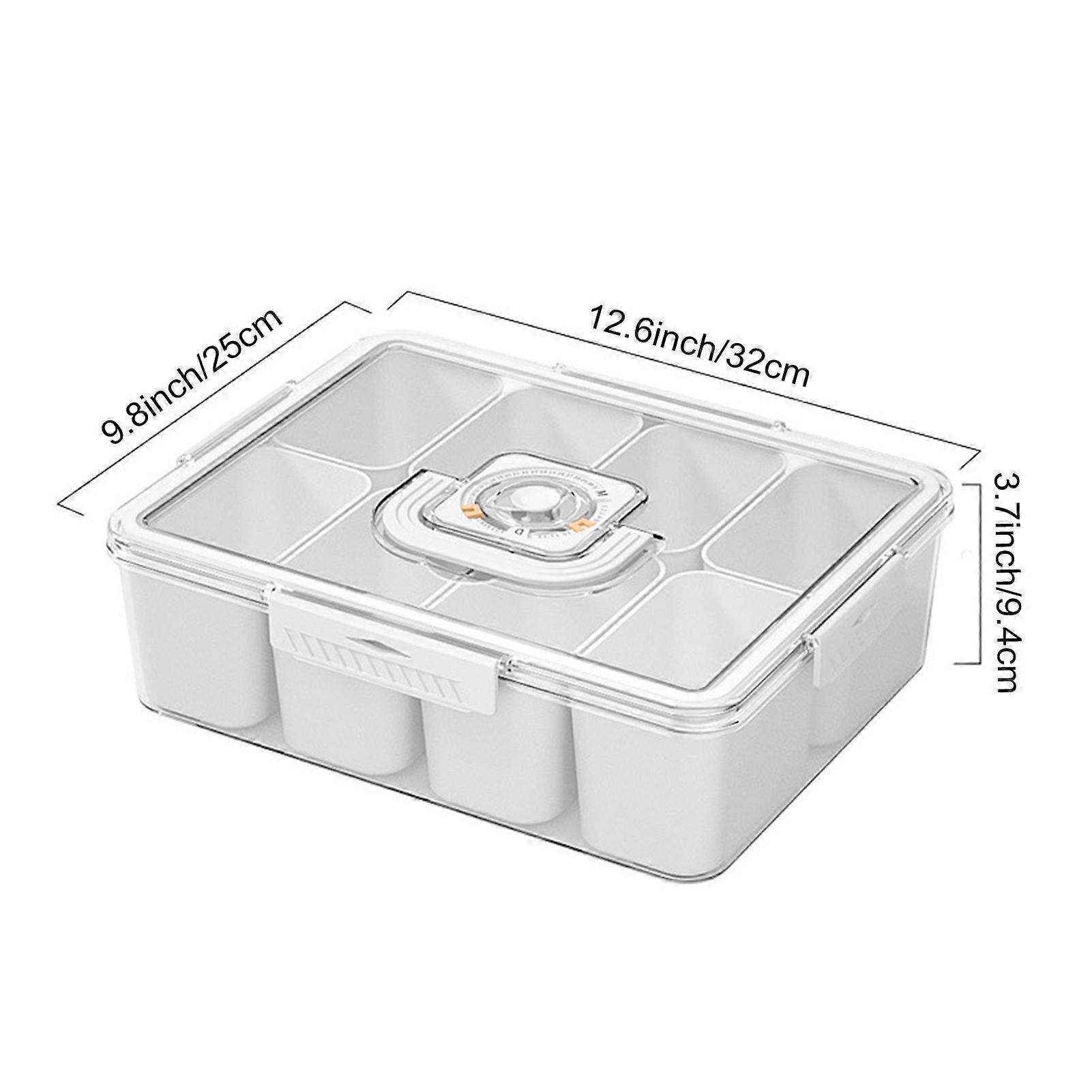 Salad Crisper Snack Box with Lid 8 Compartments Cutlery Storage Food ...