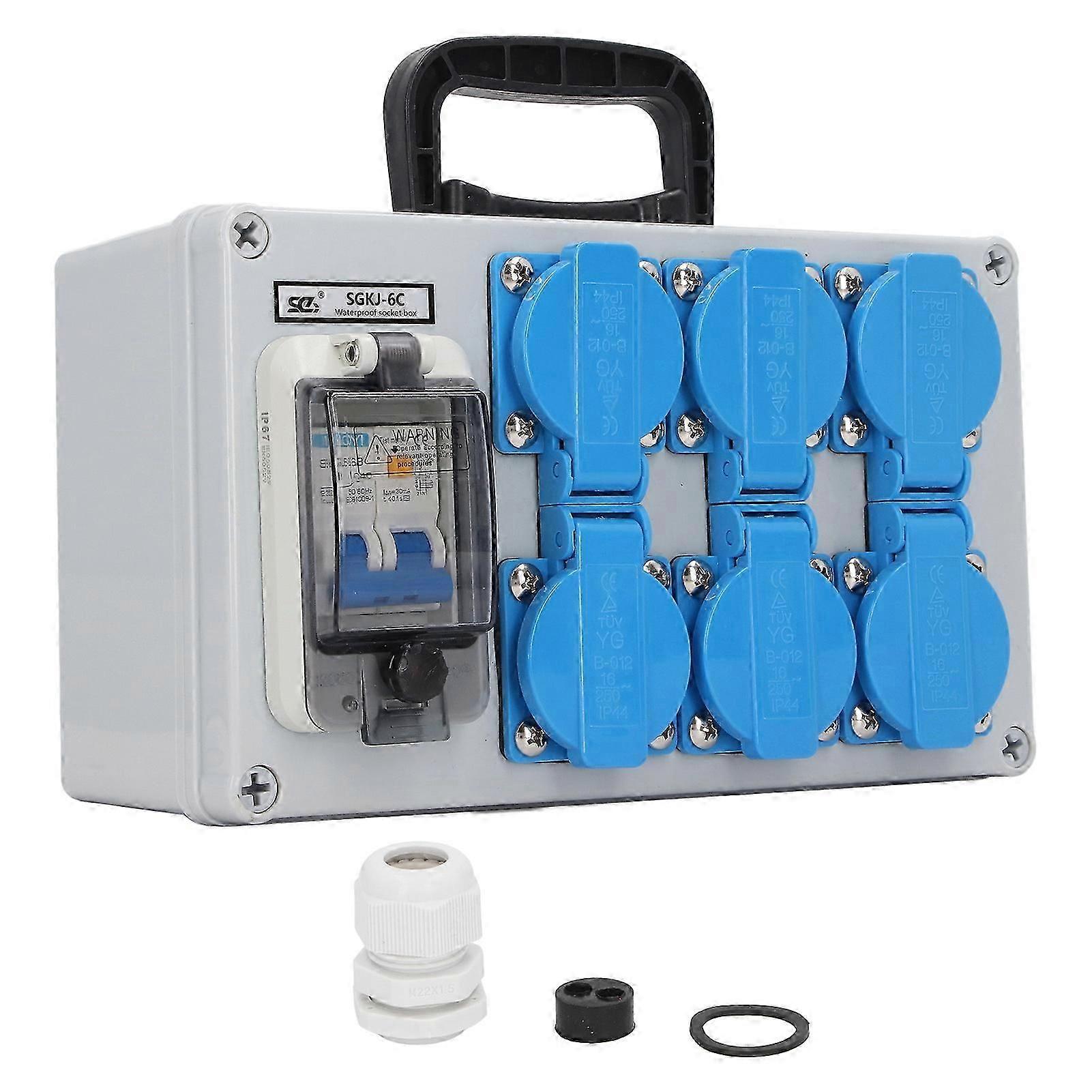 250V 16A Power Distribution Unit RCBO RCD Dual Use Handheld 6P ...