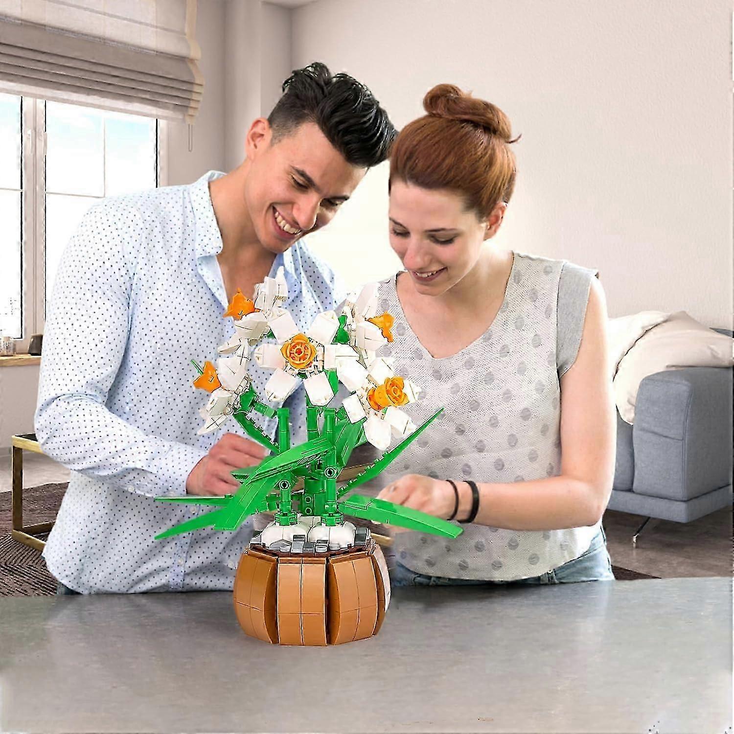 Flowers Building Set for Adults, Flower Bouquet Daffodils Bonsai Plant ...