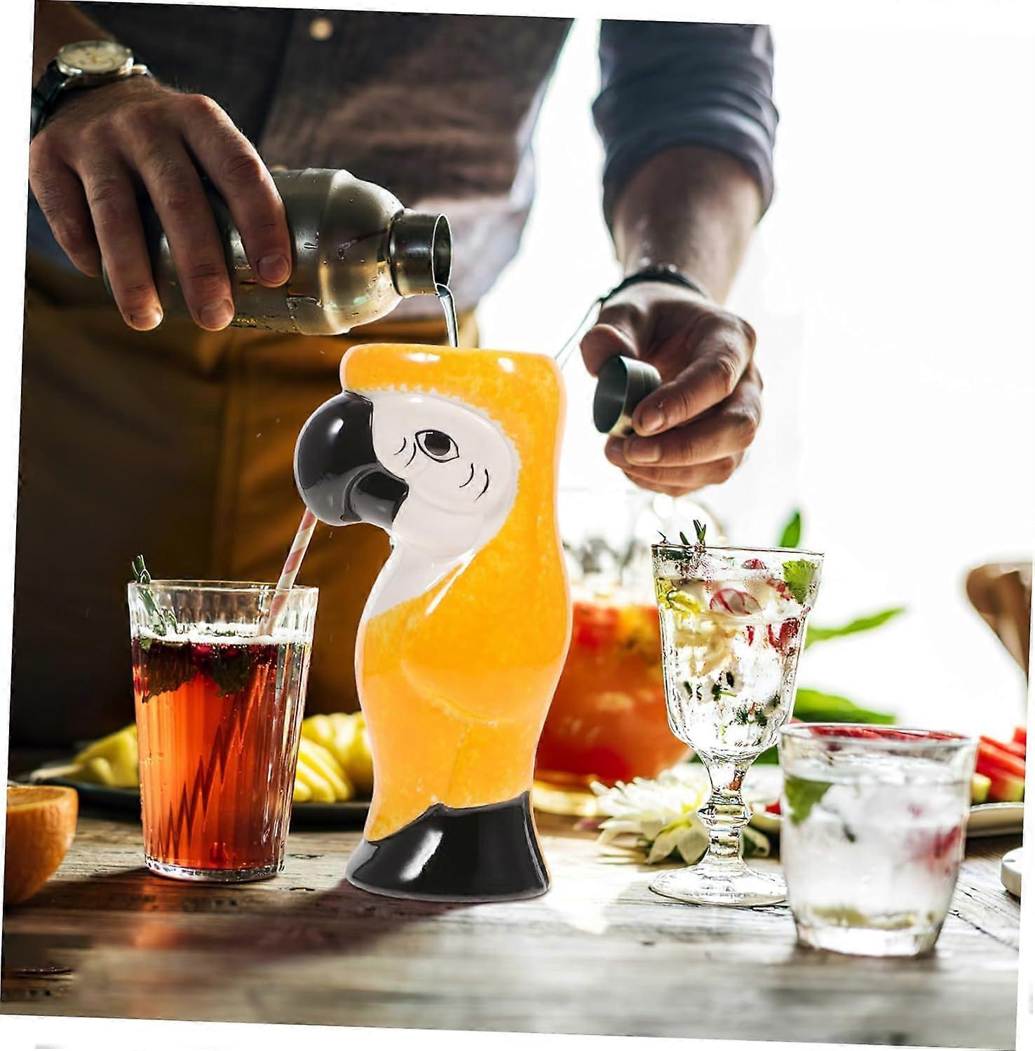 Parrot Shape Ceramic Tiki Mug for Cocktails Hawaiian Bar Party Durable ...