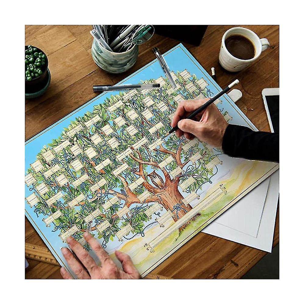 Family Tree Chart To Fill In 6 Generation Genealogy Poster Blank ...