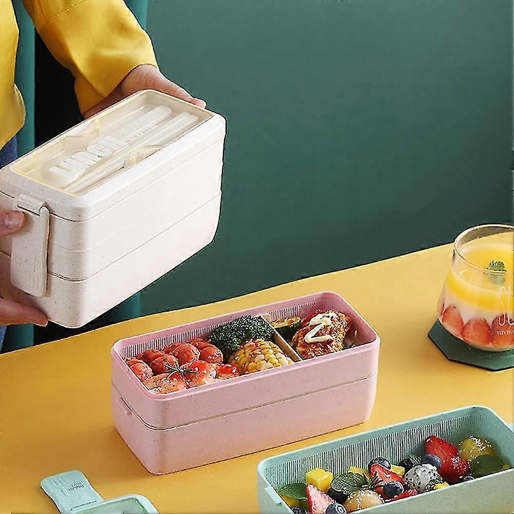 Lunch Box, Compartment Containers,Wheat Straw, Leakproof Stackable ...