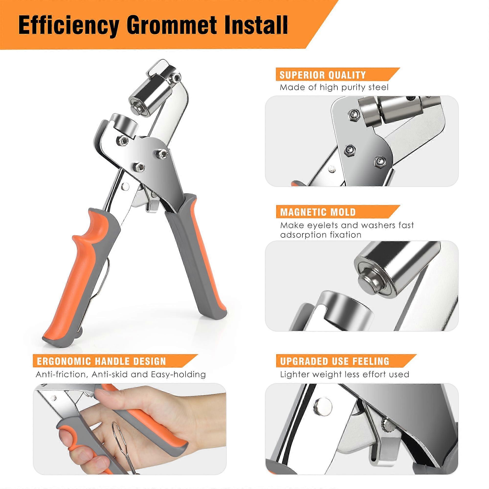 Grommet Tool Kit, 3/8 Inch Eyelet Pilers Tool(10mm) for Tarps, Fabric & Leather, Grommets Pucher ...