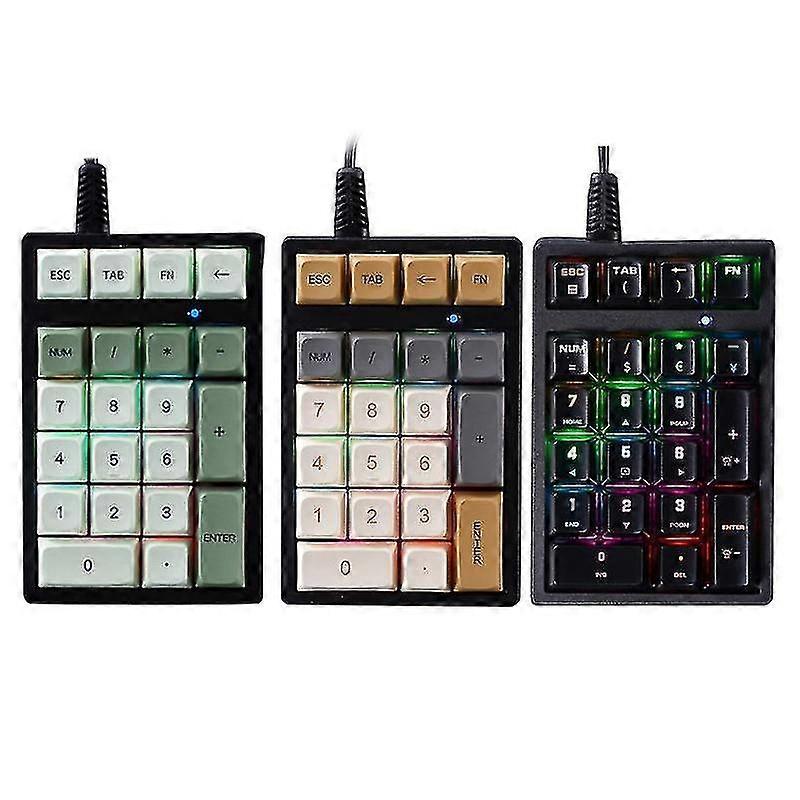 Mechanical Numeric Keypad Green Axis Rgb Usb Wired Keyboard Computer Numpad 21 Keys Pbt- Keycap ...