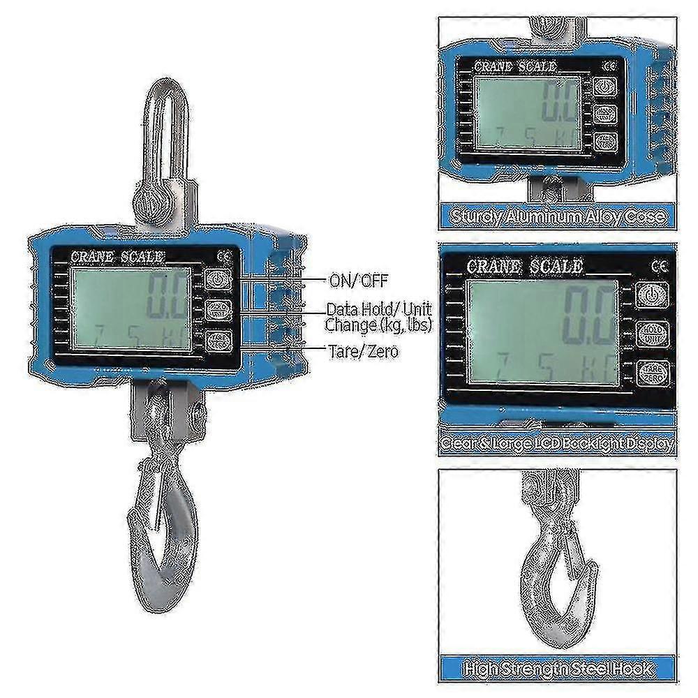 Digital Hanging Scale 1000kg/ 2204lbs Portable Heavy Duty Crane Scale ...