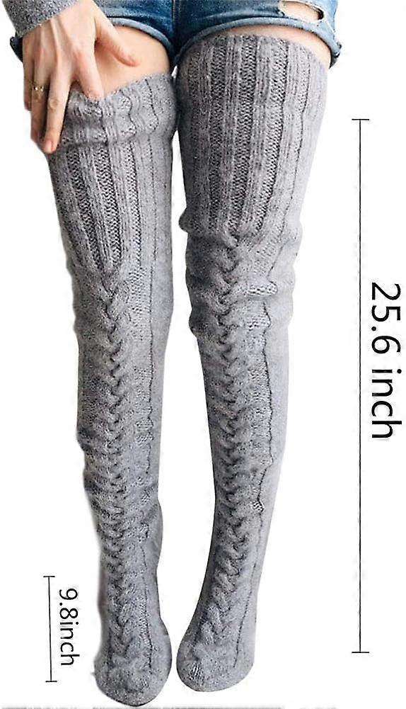 Women's Thigh High Socks Winter Leg Warmers Long Boots Knitted Crochet ...