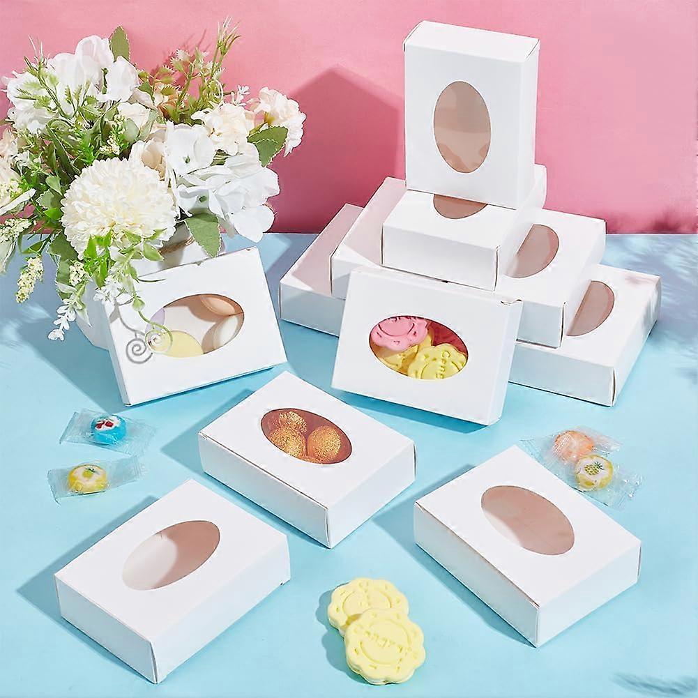 25 Pcs Paper Boxes with Window 3.74x2.76x1.1 Inch Rectangle Folding ...