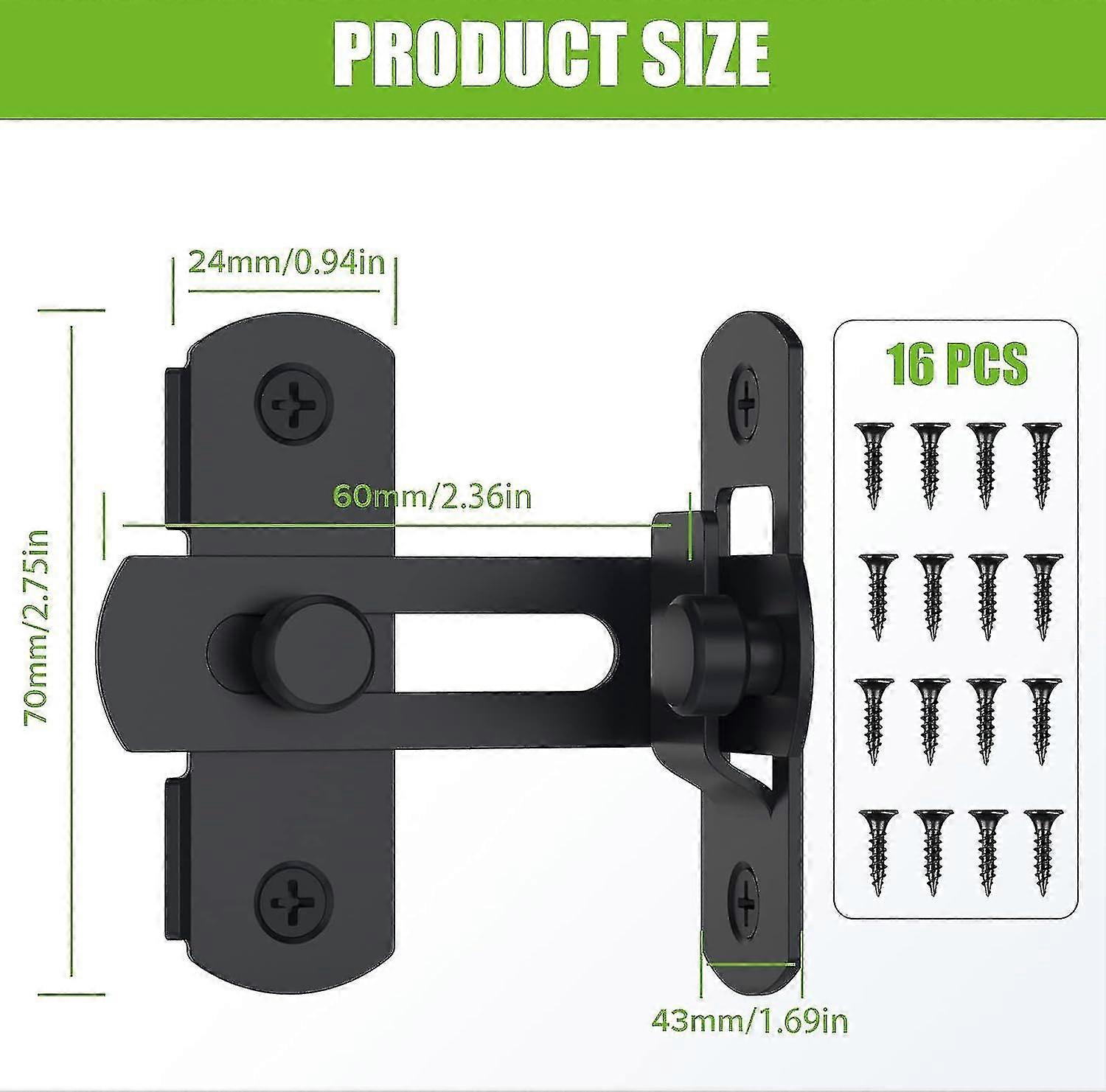 Barn Door Lock, Flip Door Sliding Latch, 90 Degree Stainless Steel ...