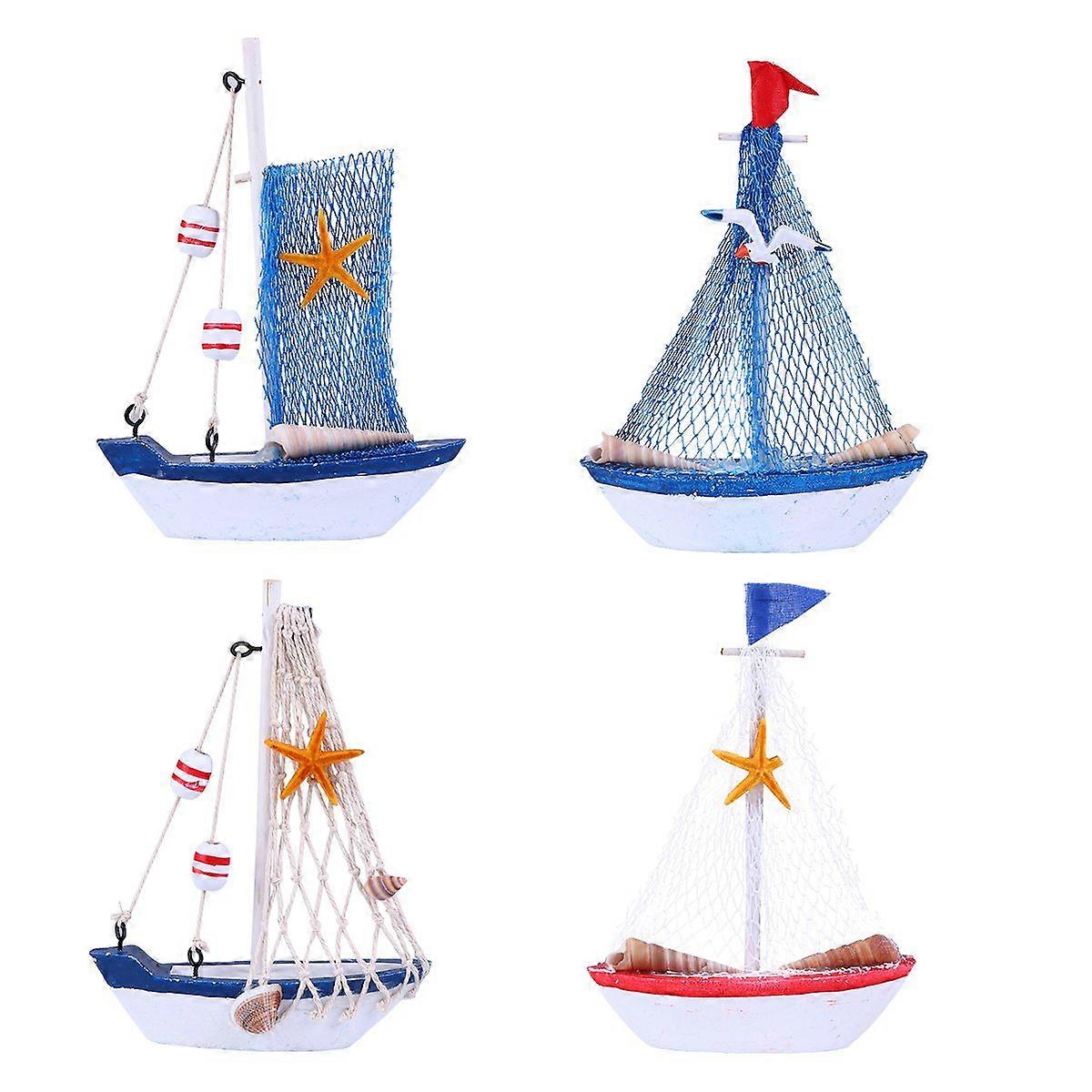 4pcs Mini Sailboat Ornament Sailboat Model Home Decor Adornment (Random ...