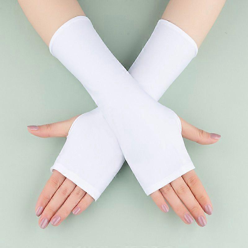 3-Pair UV Blocking Gloves - Fingerless Driving Gloves (Beige/White ...