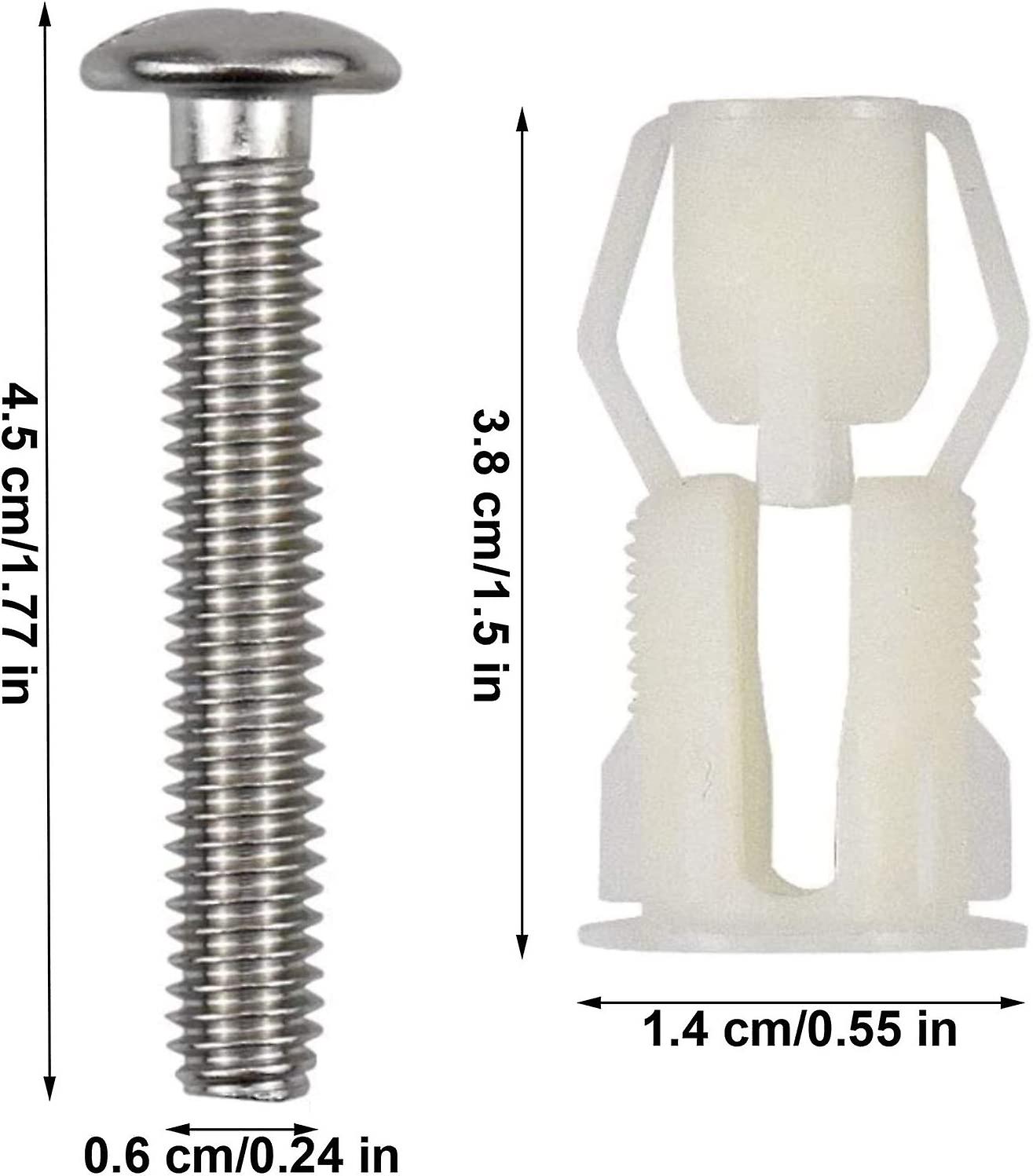 Top Fixing Nuts 4 Pieces Lid Expansion Screws Toilet Expansion Screws ...