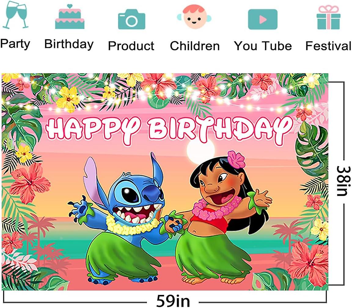 Aloha Backdrop Birthday Party Supplies Lilo and Stitch Banner for Party ...