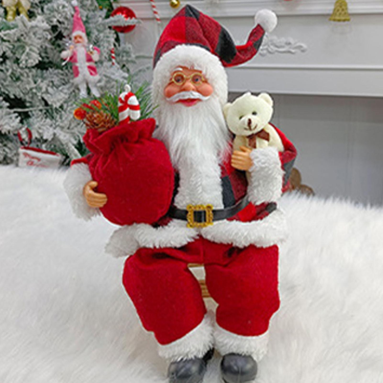 Sitting Santa Claus Plush Figurine Vivid Appearance Cute Doll Ornaments ...