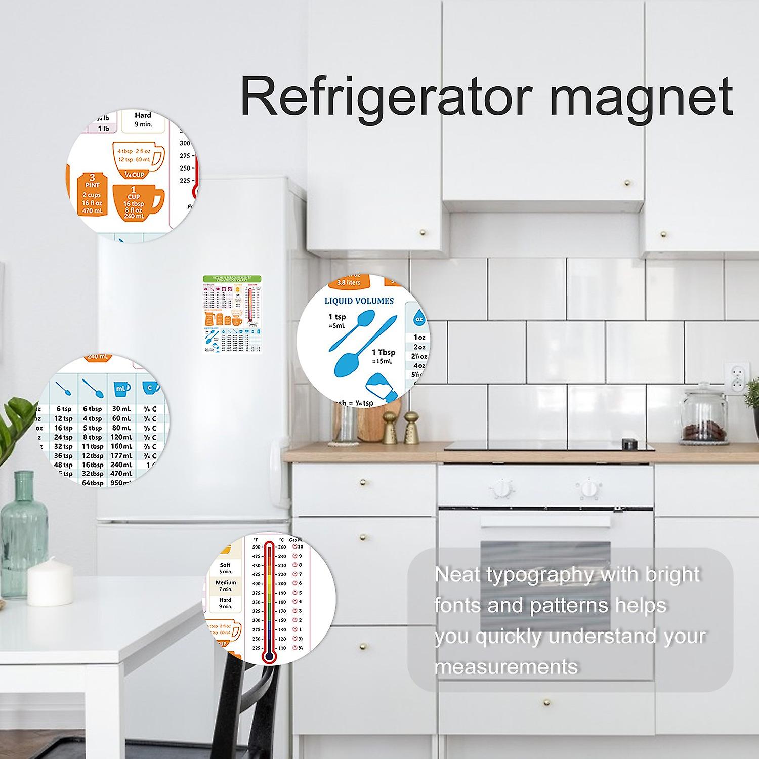 Kitchen Conversion Chart Magnet Metric Cooking Great Magnet Anti-slip ...