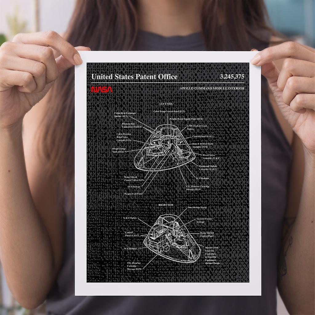 NASA Apollo Command Module Interior Blueprint A4 Print | Fruugo UK
