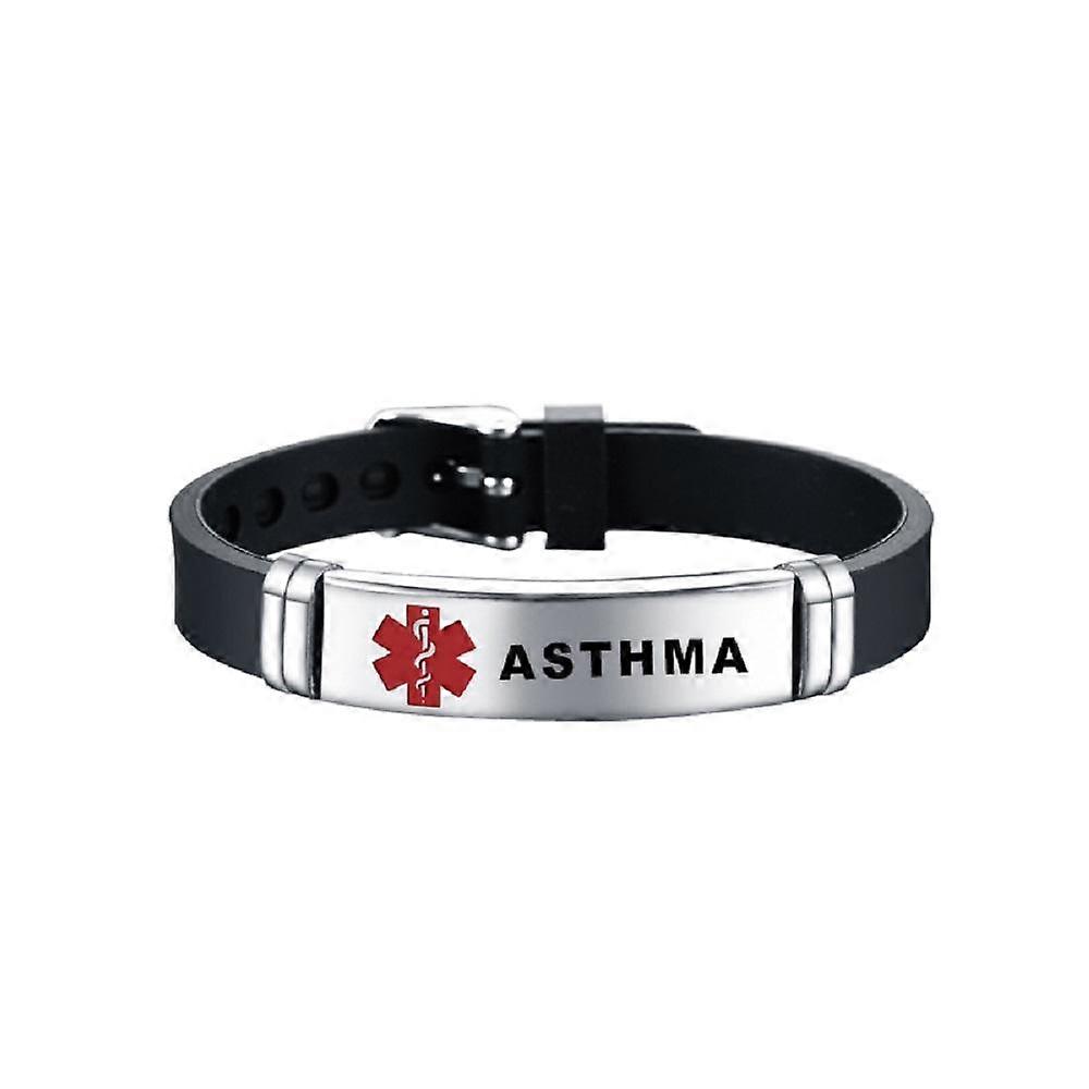 Medical Alert ID Bracelet Laser Engraved Adjustable Wristband for Men ...