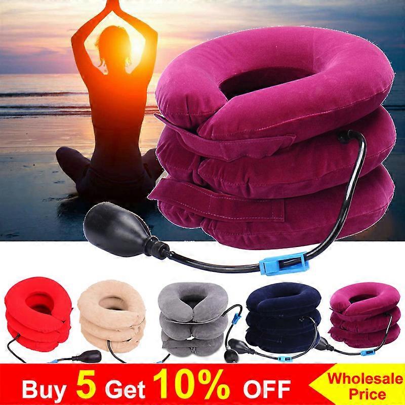 Inflatable Neck Tractor Relaxation Pillow Travel Soft Cervical Vertebra ...