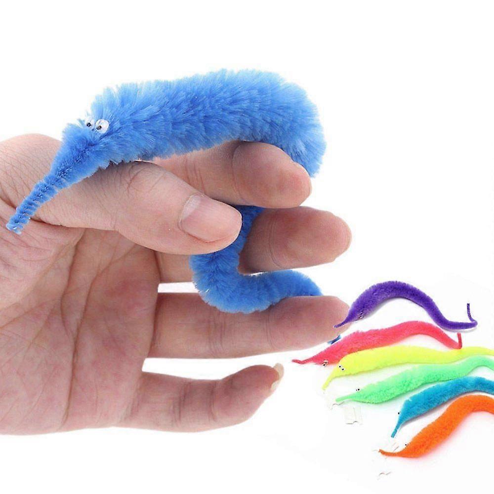 Set of 12 Magic Twisty Wiggly Worms Toy Fuzzy Plush Stress Relief ...