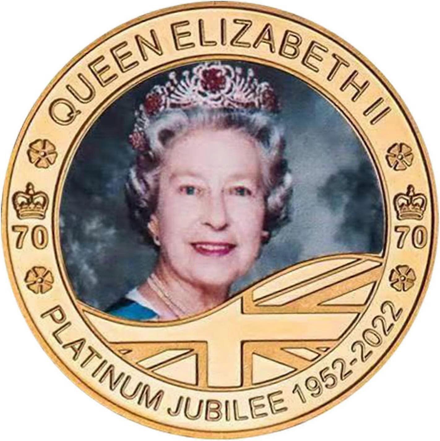 2 Pcs Queen Elizabeth Ii Commemorative Coin - Queen Platinum Jubilee ...