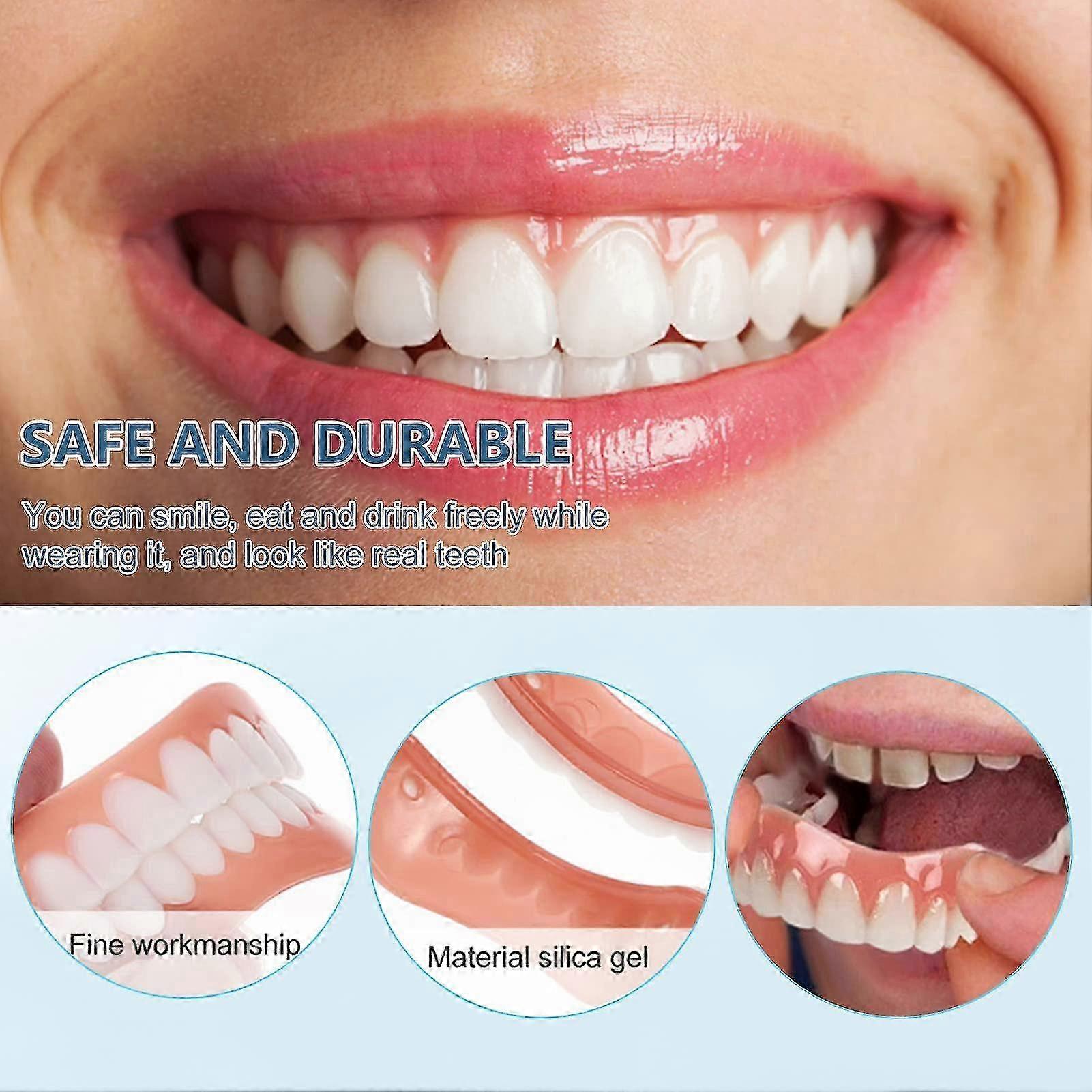 2 Pairs False Teeth Veneers, Veneers Teeth Cosmetic Tooth Cover Fake ...