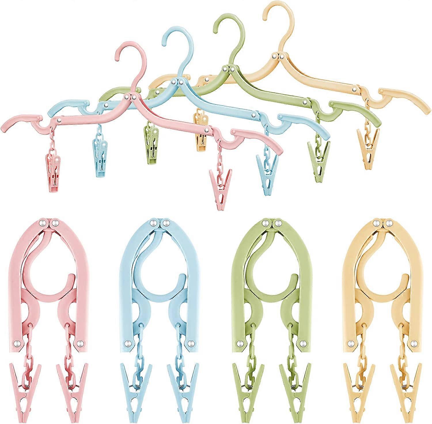 12 Pcs Folding Travel Hangers Foldable with 24 Pieces Clips Folding ...