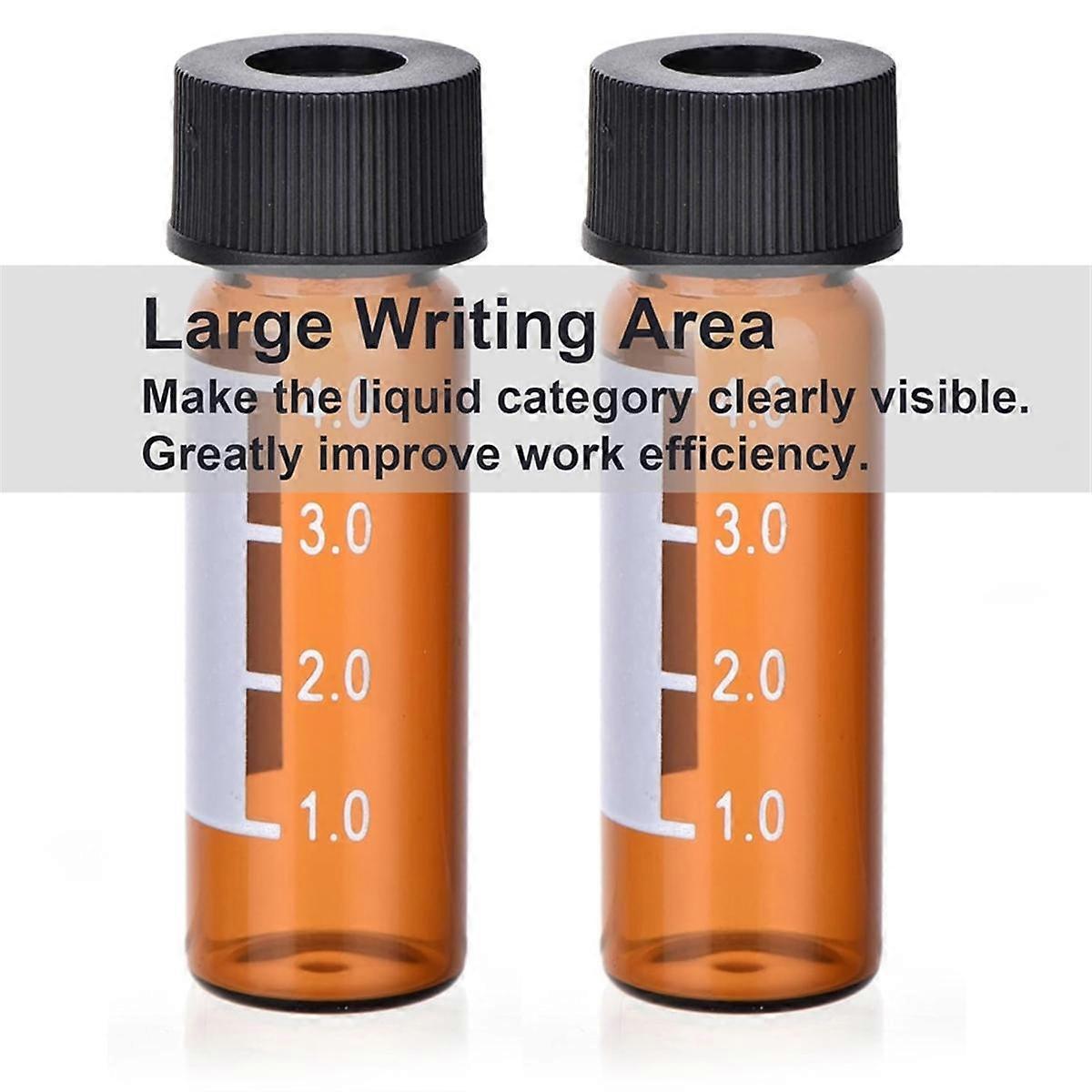4ML Autosampler Vial, 100 Pack HPLC/ Vials 9-425 Lab Amber Vials Sample Vial Screw Cap Writing ...
