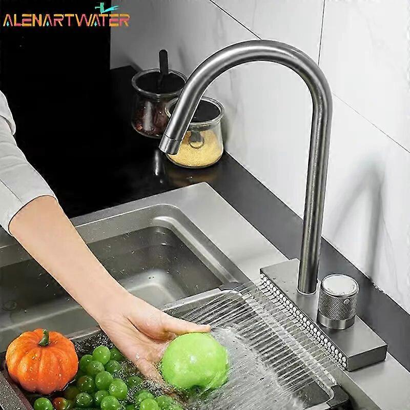 Waterfall Sink Faucet For Kitchen Hot Cold Mixer Wash Basin Multiple ...