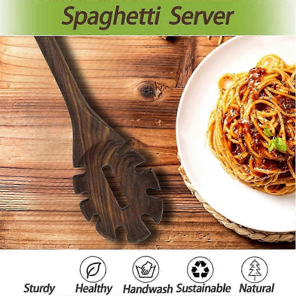 Walnut Wood Spaghetti Pasta Server Long Handle Wooden Pasta Spoon with ...