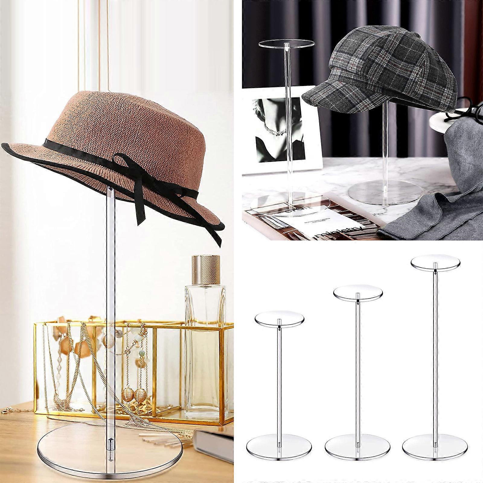 Acrylic Pedestal Display Riser Stands Cap Hat Rack Tabletop Wig Display ...