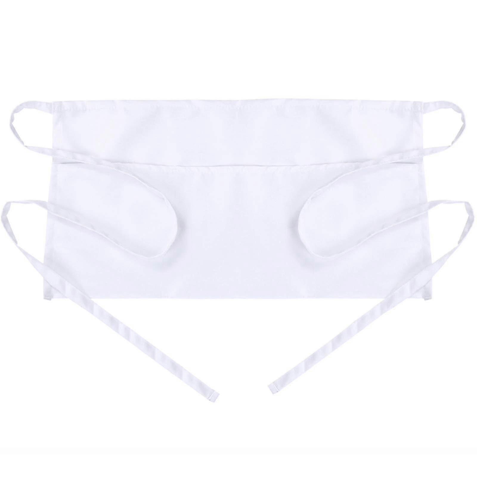 Waist Apron with 3 Pockets - Waitress Waitress Short Apron (White) Tw ...