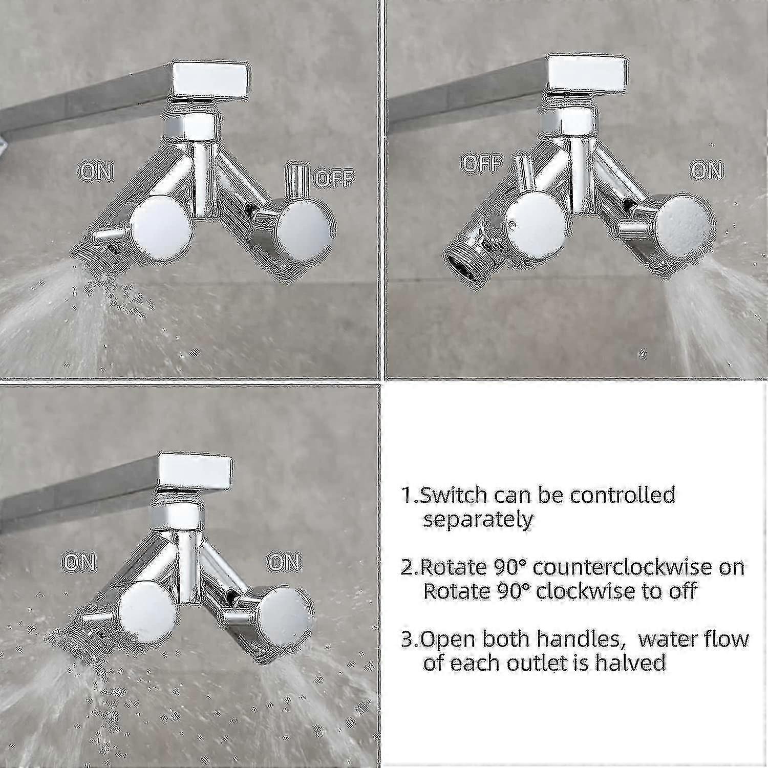 Brass Diverter Valve Shower Shut-off Valve 2-way Y Splitter 1/2 Inch For Shower Hose And Shower ...