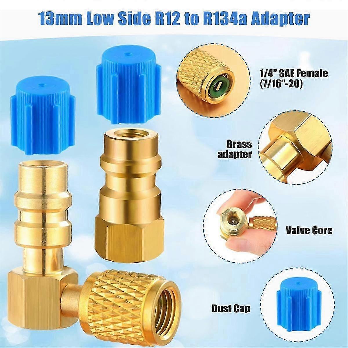 R12 to R134A AC Fitting Conversion Adapter Kit, Quick Coupler Valve A/C ...