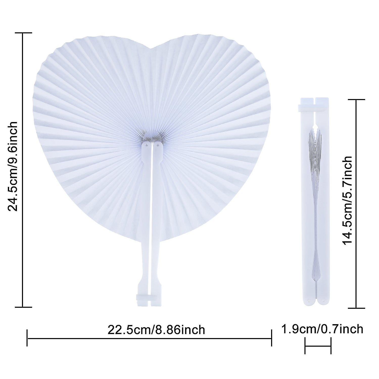 12 Pack Folding Fans Paper Fans Heart Shaped Assortment With Plastic ...