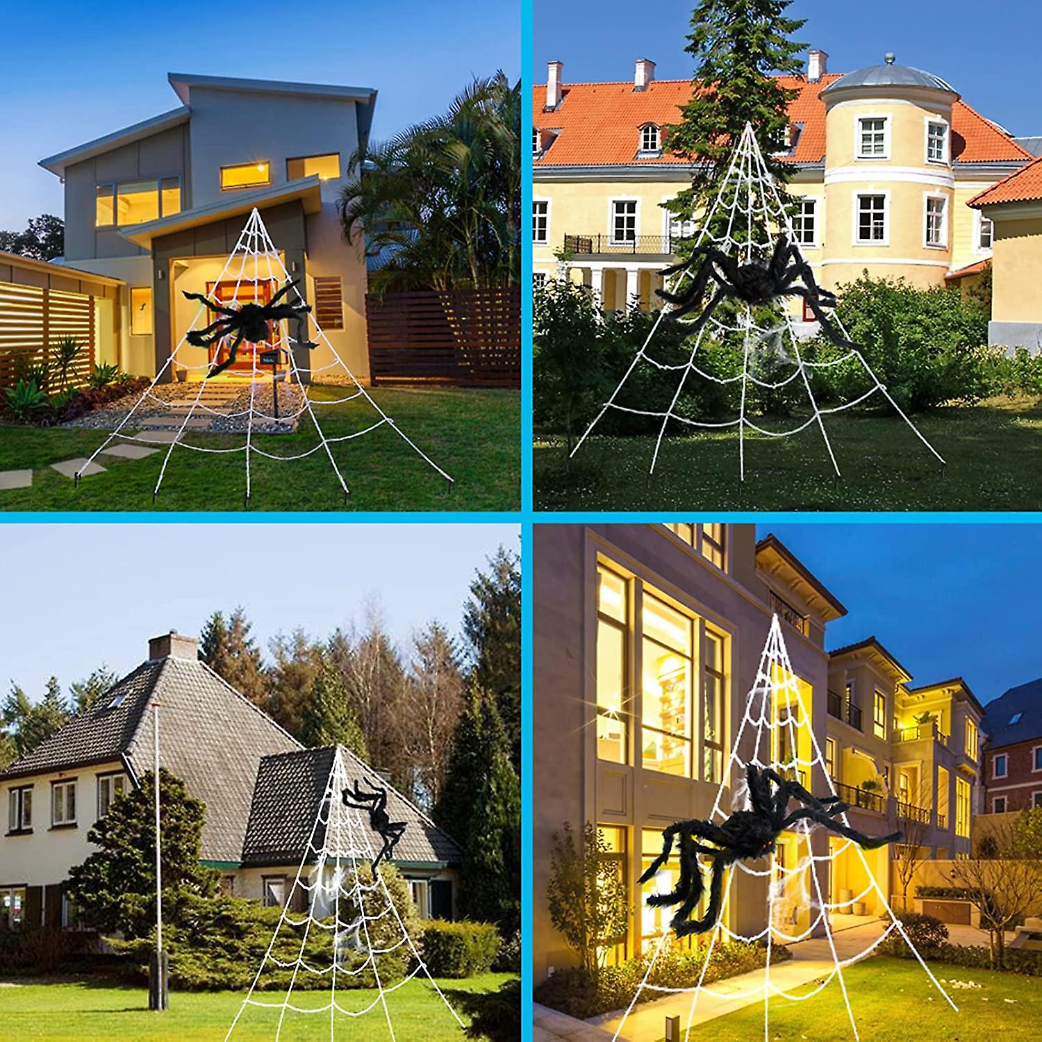 Spider Web Halloween Decoration, 5m Giant Triangular Spider Web Plus A ...