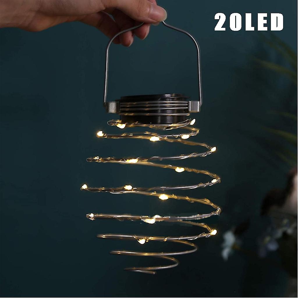Solar Spiral LED Light Hanging Lantern Solar Spring-Shaped Garden Light ...