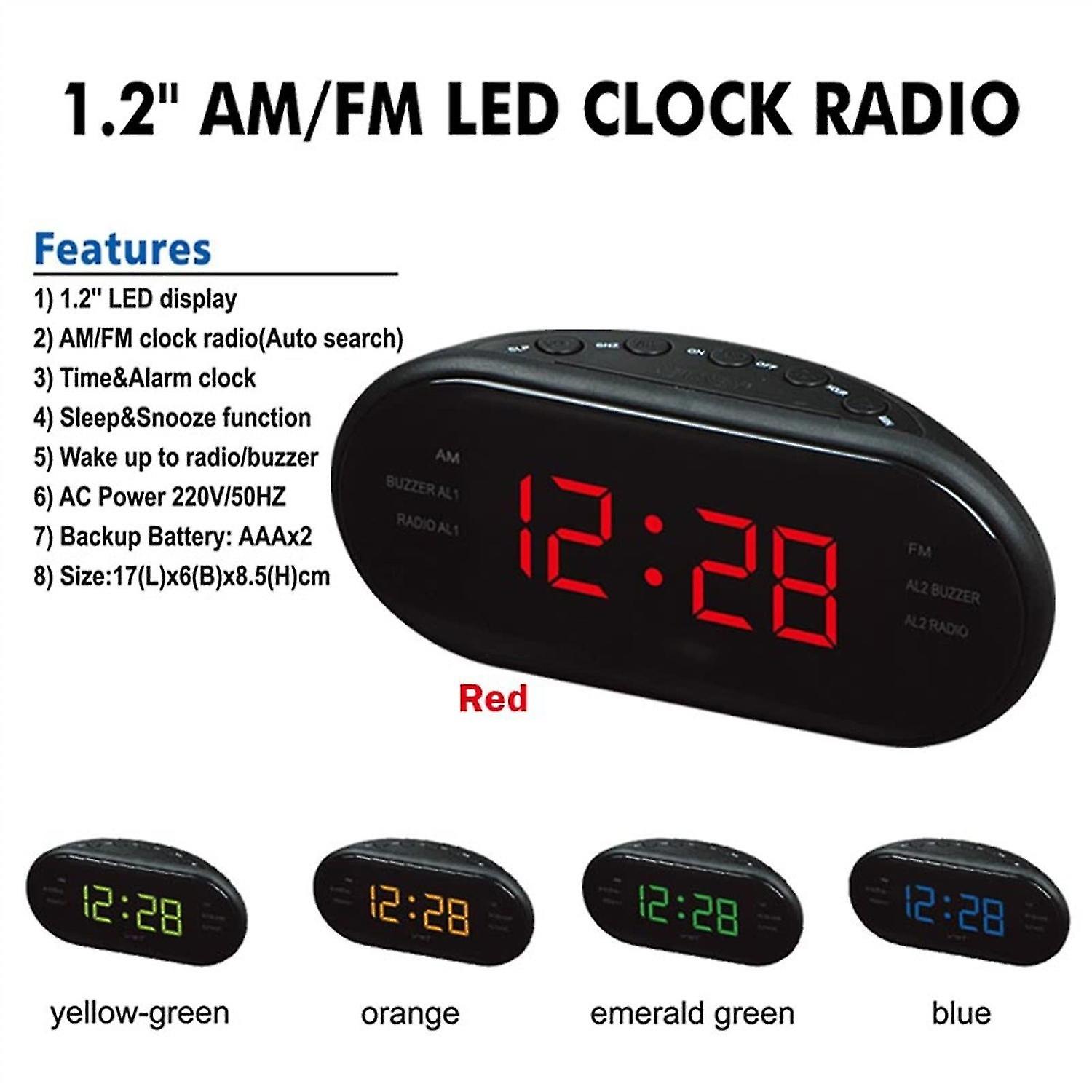 LED Display Radio Alarm Clock FM/AM Functional Clock Radio with Sleep ...