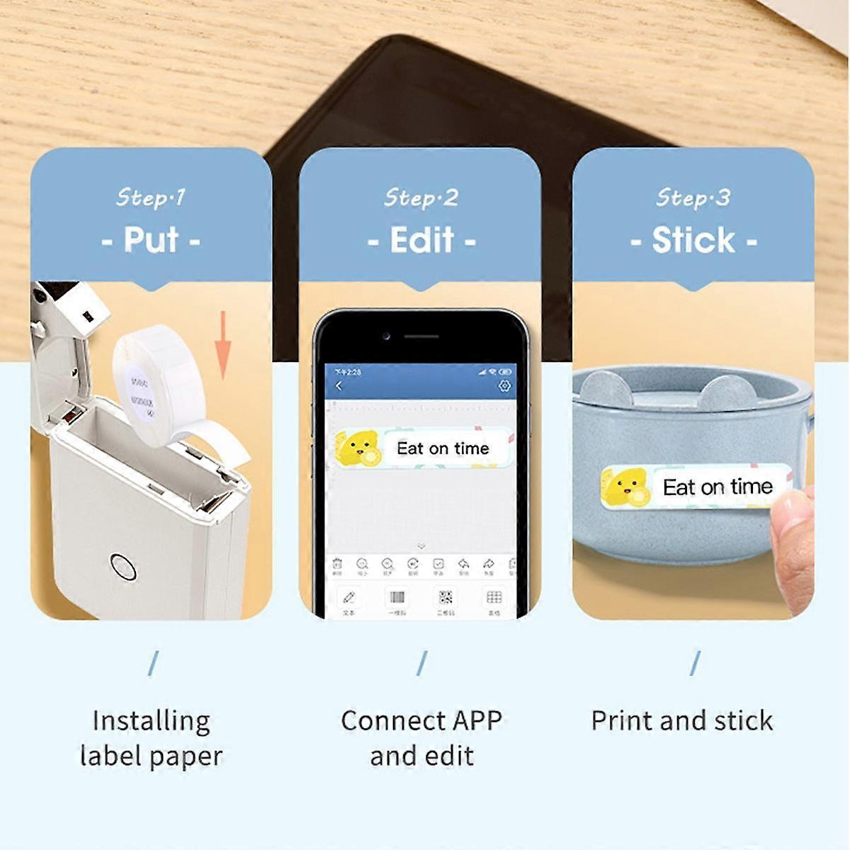 D110 Paper Sticker Wireless Label Printer Pocket Handheld Printer ...